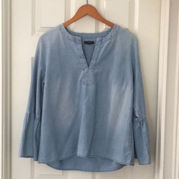J. Crew | Tops | J Crew Chambray Blouse Large | Poshmark
